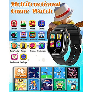 Waterproof Kids Smart Watch Boys Gifts for 3-12 Year Old Girls Kids Watches with 24 Puzzle Games HD Touchscreen Video Camera Music Player Pedometer Story Books Flashlight 13 Alarm Clock Learning Toys