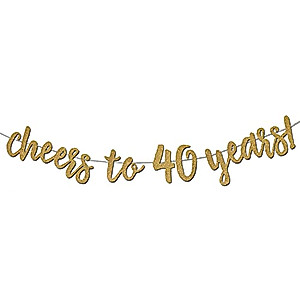 Cheers to 40 Years Banner - Premium Glitter Cardstock Paper - Larger Text for Better Visibility - Perfect Decoration for 40th Birthday Party Celebration
