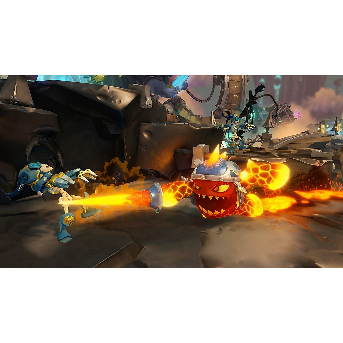 Skylanders Superchargers characters figures with bonus micro comic bundle. Birthday Bash Big Bubble Pop Fizz, Lava Lance Eruptor, Sky Slicer, Splat, Big Bubble Pop Fizz and Elite Zook.