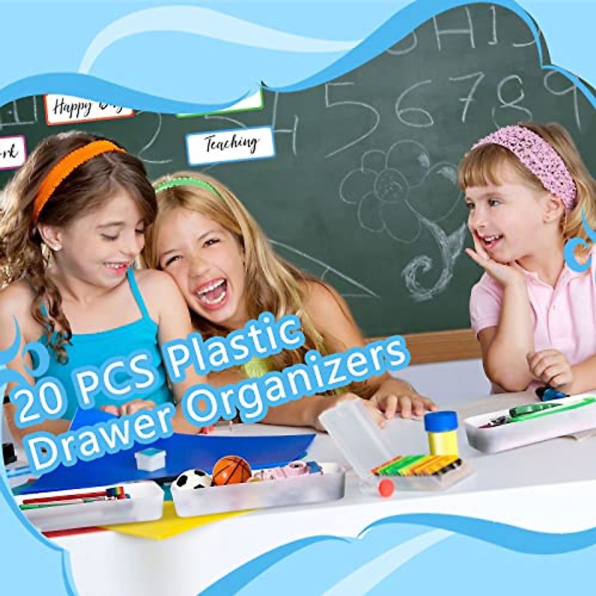 Macarrie 20 Pcs Plastic Drawer Organizer 10 x 3.3 x 1.8 Inch Storage Tray Plastic Silverware Organizer Utensil Holder Drawer for Makeup Kitchen Bathroom Desk Cabinet Organizing, White