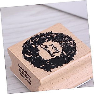 Didiseaon Wooden Christmas 3pcs Vintage Lip Gloss Set Wood Art Stamp Christmas Sealing Stamp Wooden Seal Stamp Stampers Party Favors Christmas Stampers Wooden Stamper Printing Pine Cones