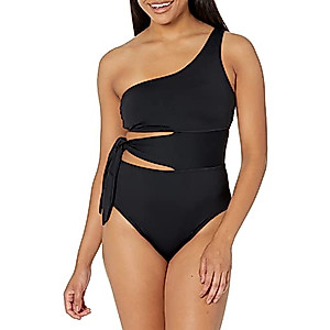 La Blanca Womens Island Goddess Shoulder One Piece Swimsuit, Black, 8 US