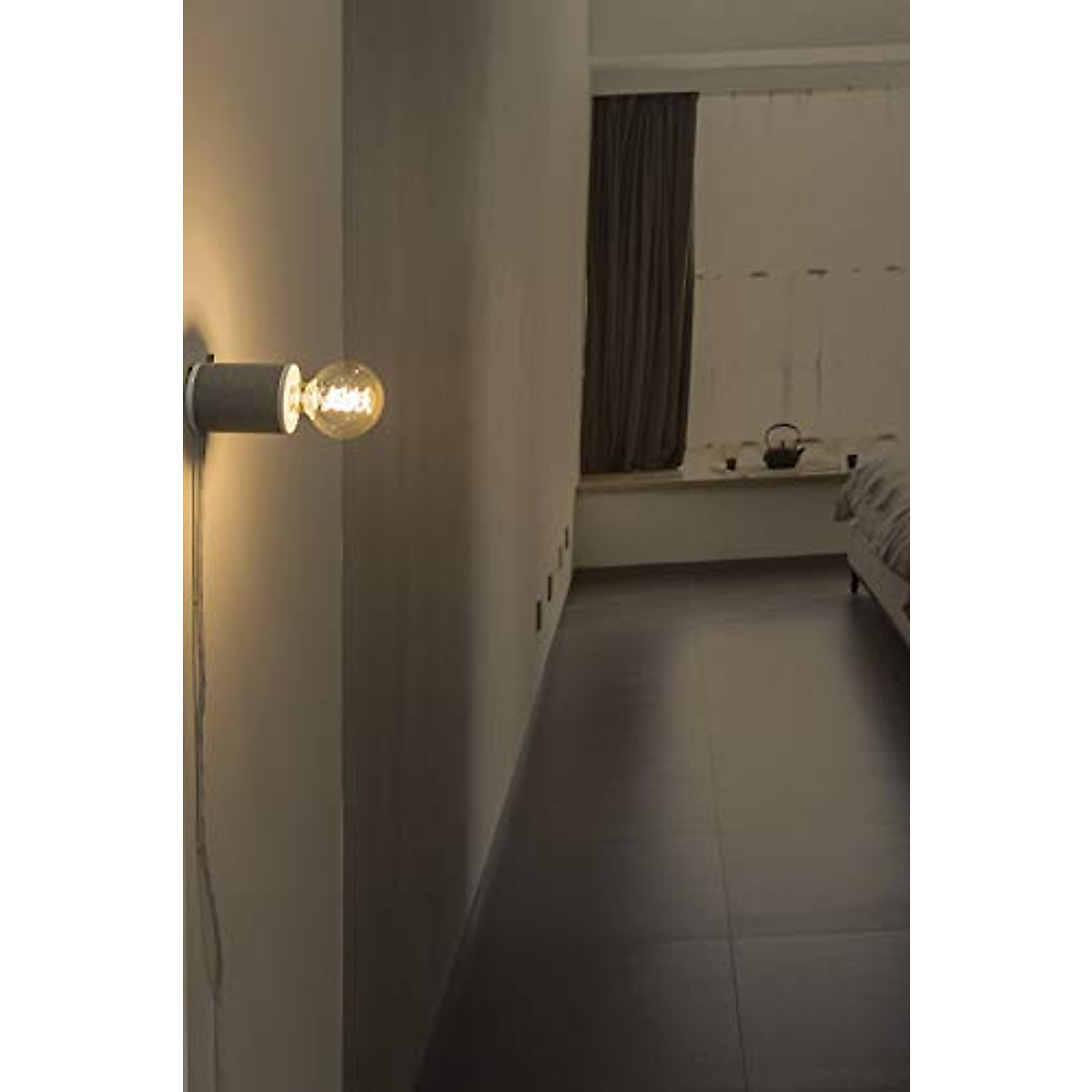 Enbrighten, Gray, Anywhere Lamp, 6 Ft Braided Cord, Flat Plug, Tabletop or Wall Mount, Designer Fabric Base, Bulb Not Included, 46177