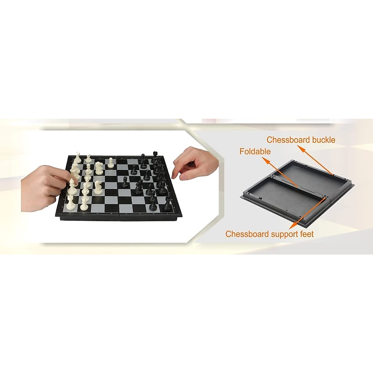 Multipurpose Go Magnetic Travel Chess Set with Folding Chess Board Educational Toys for Kids and Adults (12.6")