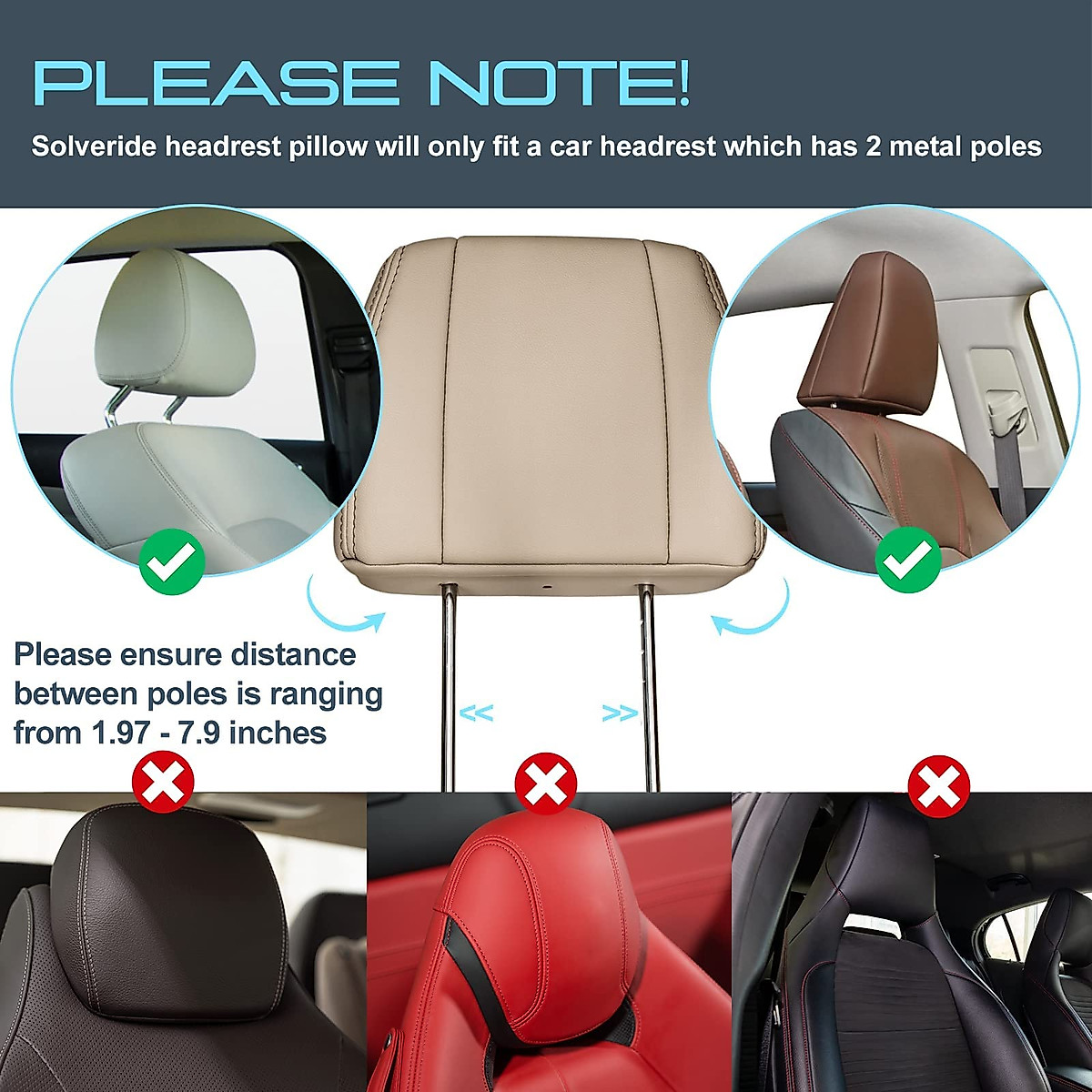 [2022] Car Seat Headrest Pillows for Sleeping and Resting Head Support & Neck Rest for Travel Kids & Adults Easy Installation 360° Adjustable Newest Combine Sturdy Version by Solveride