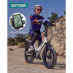Gotrax R2 20" Folding Electric Bike with 55 Miles (Pedal-assist1) by 48V Battery, 20Mph Power by 500W, LCD Display and 5 Pedal-Assist Levels, 7-Speed & Front Shock Absorber for Off-Road Bicycle White