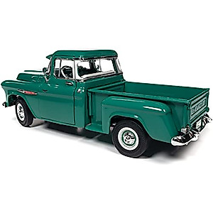 1957 Chevy 3100 Stepside Pickup Truck Ocean Green Hemmings Motor News Magazine Cover Car (August 2016) 1/18 Diecast Model Car by Auto World AW293