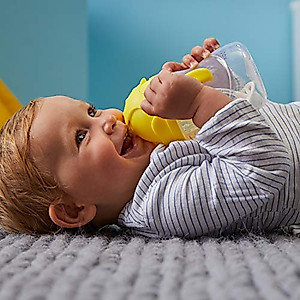 b.box Bottle to Cup Transition Pack - Includes 4 Lids (Nipple, Spout, Straw, Training Cup Lid), BPA-Free, Dishwasher-Safe, Ages 4+ Months (Lemon, 8oz)