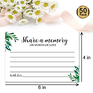Giftideaworkshop 50 Greenery Share A Memory Cards for Celebration of Life Birthday Anniversary Memorial Funeral Graduation Bridal Shower Game, Guest Book Ideas, and Alternatives.4x6 Inches