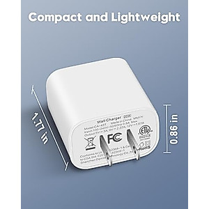 20W Fast Charger for iPhone 15/15 Pro Max, iPad Pro 12.9/11 inch 2023/2022/2021/2020, iPad Air 5th/4th, iPad Mini 6, 2Pack Fast Wall Charger Block with 10FT USB C to C Cable