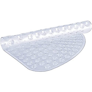 Tranquil Beauty Curved Blue Shower Mat 53x53cm/21x21in |Non-Slip, Machine-Washable Quadrant Bath Mat for Walk in Shower Tray | Shower Mats Non-Slip Suction Cups for Kids & Elderly