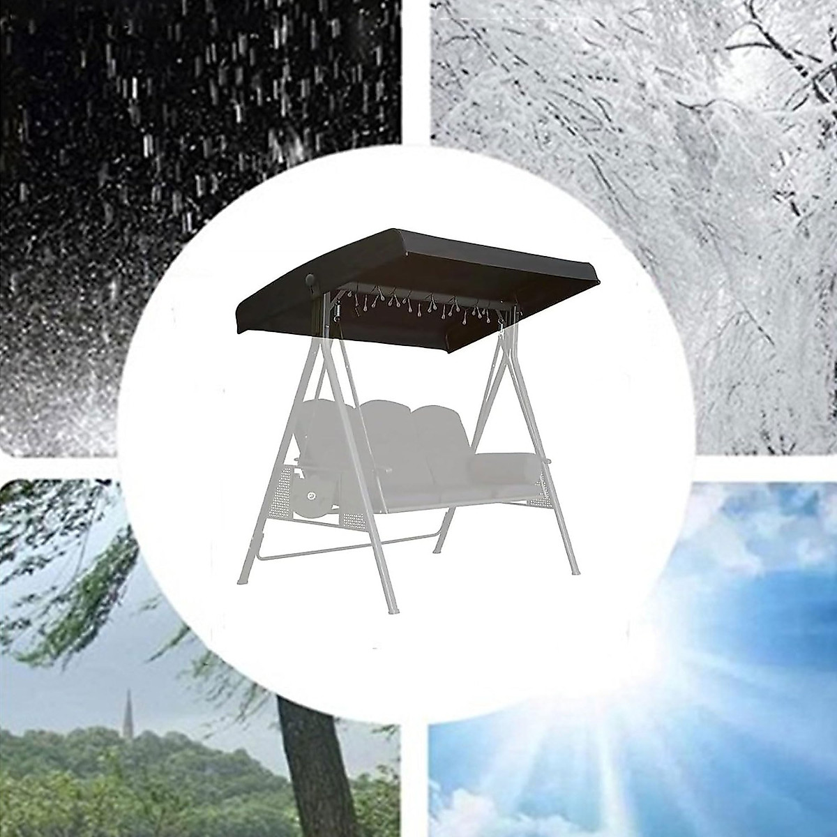 HyzXqq Enhanced Outdoor Swing Chair Canopy Replacement Cover – Waterproof, Windproof, Heavy Duty, and Rip-Resistant Garden Hammock Top Cover for Outdoor Furniture(Beige-hdw,84x48x9inch)