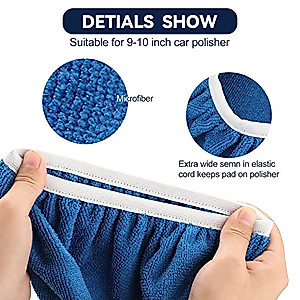 Tallew 40 Pcs 9 to 10 Inches Buffer Bonnets Waxers Buffer Pads Set Microfiber Car Polisher Pad Wax Applicator Pad Cover Kit for Waxing, Cleaning and Polishing, 3 Colors