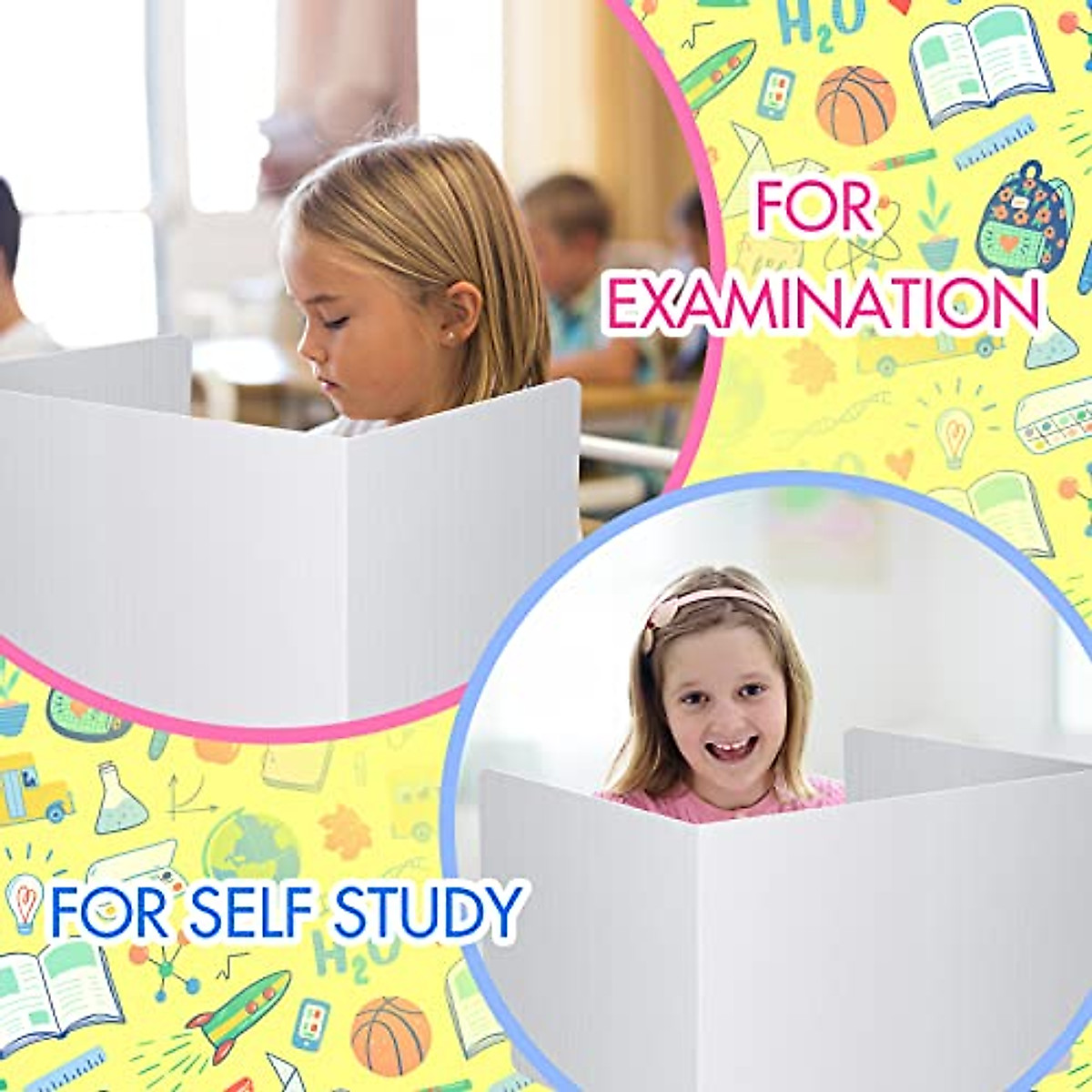 20Pcs 14 x 17.5 x 14 Inch Plastic Privacy Boards for Student Desks Boards Durable and Waterproof Folders Shields Test Desk Dividers Classroom Privacy Boards for School Study Teacher Supplies(White)