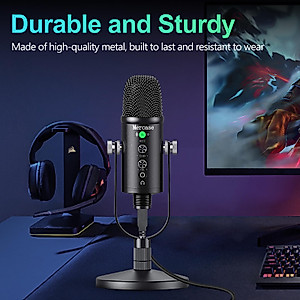 Mercase USB Condenser Microphone for Podcasting, Streaming, Recording on Phone, PC, Mac, PS4/PS5,Plug & Play, Quick Mute, with Adjustable Boom Arm Stand