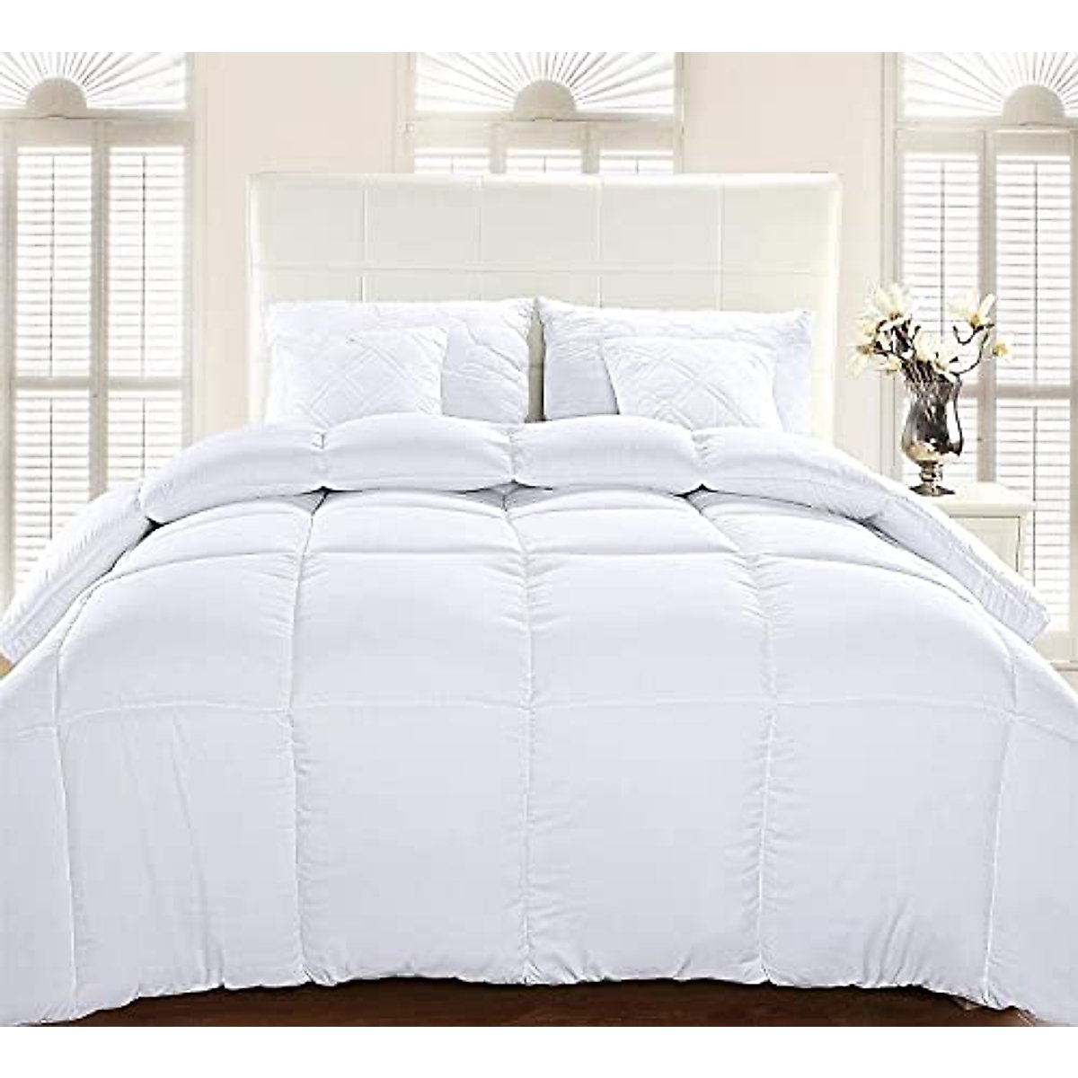 Utopia Bedding Comforter Duvet Insert - Quilted Comforter with Corner Tabs - Box Stitched Down Alternative Comforter (Queen, White)