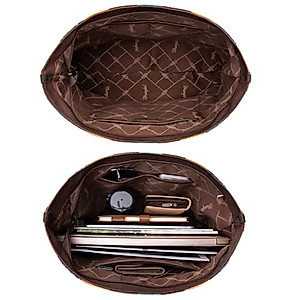 Montana West Wrangler Tote Purse Bag Aztec Canvas Shoulder Bags Native American Western Handbags for Women Genuine Leather Strap Hobo Bag WG53-8112TQ