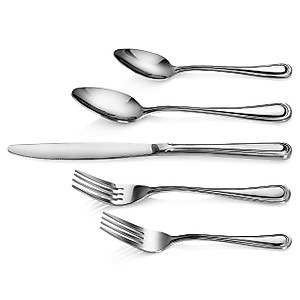 New Star Foodservice 58871 Slimline Pattern, 18/0 Stainless Steel, 60-Piece Flatware Set