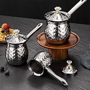 UPKOCH 1 Pc Milk Warmer Pot Saucepan: Stainless Steel Milk Steaming Pitcher Butter Warming Pot Turkish Coffee Pot Hot Chocolate Pot for Home Kitchen