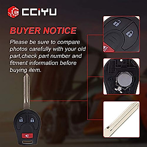 cciyu X 2 Flip Key Fob with Key Blade 3 buttons Replacement for 2003-2016 for Infiniti FX35 FX45 QX4 for Nissan Armada Cube Frontier NV1500 Quest Series with FCC CWTWB1U751A