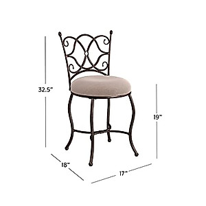 Hillsdale Furniture Vanity Stool Brody Metal, Rubbed Gray