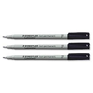 STAEDTLER 316 Lumocolor Pen Non-Permanent Fine 0.6mm Line Black Ref 316-9 [Pack 10]