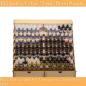 Craft Paint Storage-Modular Paint Organizer - Holds 105 Bottles of Vallejo Paints, 14 Brushes, 2 Cabinets, and Miniature Stands - Art Tool Storage Rack for Miniature Paint Set