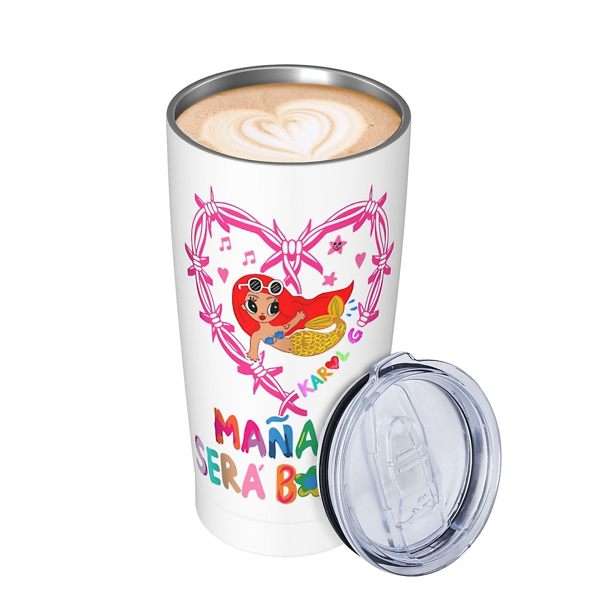 Kiserjens Stainless Steel Insulated Tumbler Vacuum Water Bottle Travel Cup Coffee Mug With Straw,Lid and Brush 20 oz