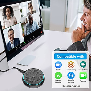 Conference USB Microphone, ANSTEN Omnidirectional Condenser PC Mic Pick Up Voice 10ft,Ideal for Video Conferencing Recording, Skype, Online Class, Court Report, Compatible with Mac OS X Windows
