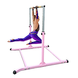 Athletic Bar Expandable Horizontal Standard Kip Bar with Free Removable Foam Padded Bar Pad for Training, Gymnastics Pink
