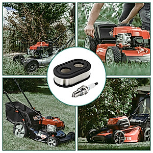 593260 Air Filter Spark Plug Compatible with Troy-Bilt TB110 TB115 TB200 TB230 TB330 TB370 Lawn Mower Air Filter798452 334404、Engines 500 500E 550E 500EX 550EX 625E 675 Series