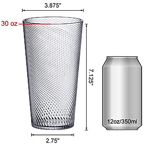 Amazing Abby - Breeze - 30-Ounce Plastic Tumblers (Set of 6), Plastic Drinking Glasses, All-Clear Reusable Plastic Cups, Stackable, BPA-Free, Shatter-Proof, Dishwasher-Safe