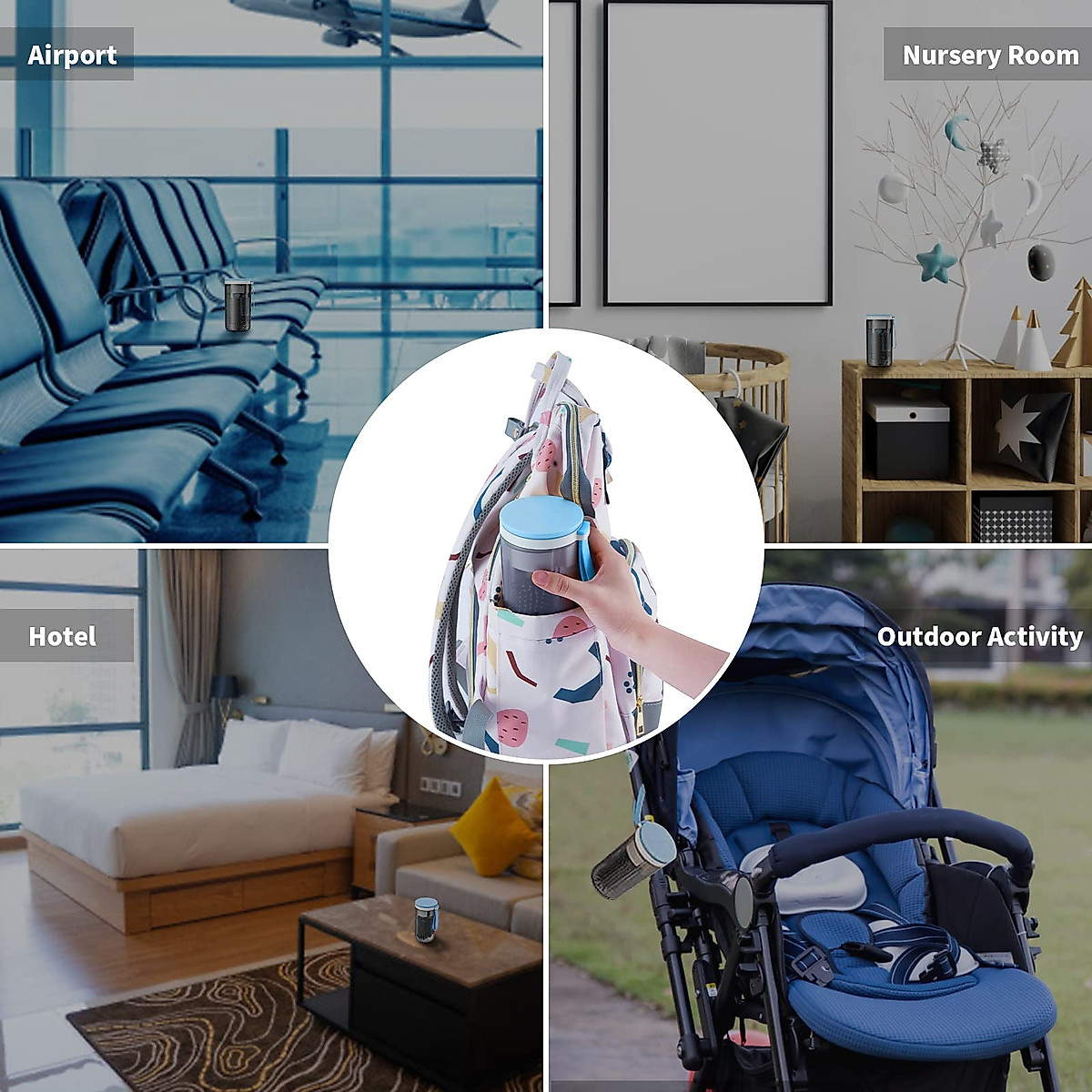 Travel Bottle Cleaner Kit, Silicone Baby Bottle Brush Set with Bottle Brush, Drying Rack, Nipple Brush,Straw Brush,Soap Dispenser, Portable Baby Bottle Brush Cleaner for Home and Travel,Blue