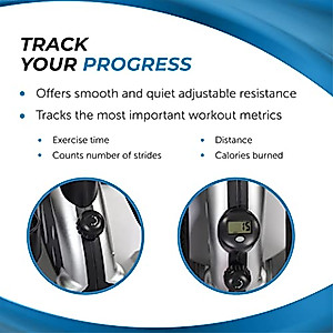 Stamina InMotion E1000 Compact Strider - Seated Elliptical with Smart Workout App - Foot Pedal Exerciser for Home Workout - Up to 250 lbs Weight Capacity - Silver