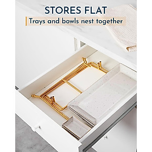 3 Tier Gold Serving Tray Stand with Dipping Bowls - Dessert and Fruit Platter for Hosting, Parties, Celebrations - Swiveling Collapsable Stackable