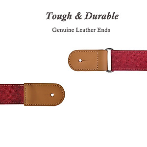 Farcaya Ukulele Strap Soprano Concert Tenor Baritone Banjo Mandolin Cotton Linen Leather Ends Uke Strap, Musical Instrument Accessories Picks Lock Button Screw (Red)