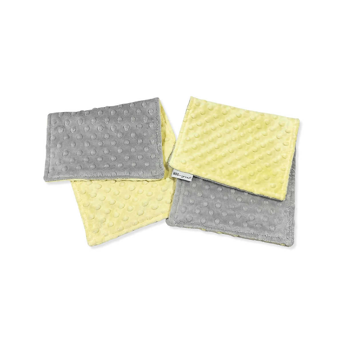 MEG ORIGINAL Baby Gray Minky Dot Burp Cloths, Set of Two (Gray & Yellow)