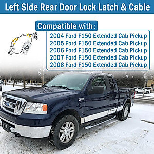 Qagea Rear Door Lock Latch & Cable - Left Driver Side - Replacement for 2004-2008 Ford F150 Extended Cab Pickup, Upper and Lower Locking Latches Assembly Replaces# 8L3Z-18264A01-B 6l3Z-18264A01-B…
