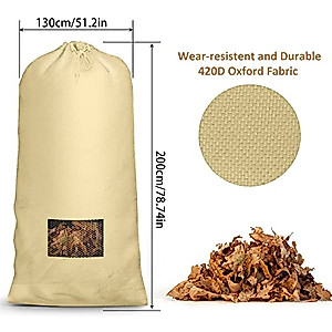 WHXHJ Tractor Leaf Bag Wear-Resistant Oversized, Garden Leaf Bag 80 × 51 Inch, 420D Oxford Cloth Wear-Resistant Lawn Mower Grass Catcher Bag for All Lawn Mower Tractor,Beige