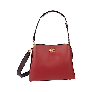 Coach Color-Block Leather Willow Shoulder Bag Brick Red Multi One Size