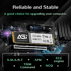 AGI 512GB AI198 Internal SSD, PCIe NVMe M.2 Gen3x4 SLC Caching 3D TLC NAND Flash Internal Solid State Drive SSD (R/W Speed up to 2100/1550 MBs) PC/Laptop Memory and Storage Upgrade