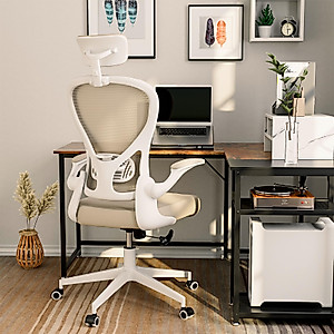 Frylr Heavy Duty Office Chair - Ergonomic Plus Size Desk Chair for Home Office Use, Supportive Mesh Design for Big and Tall People, 400lbs Capacity, Khaki