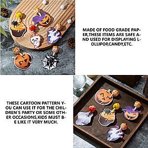 Riseyue Christmas Halloween Lollipop Decoration Card Paper Variety of Design Candy Holder Gift Cards School Games Prizes (210pcs Halloween candy card)
