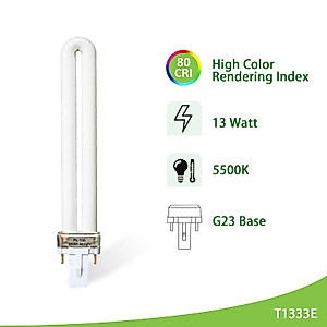 (2 Pack) PL13-E 13W Replacement Light Bulb Compatible with Electronic Ballast,Replace for Ottlite T1333E,13W Type E Compact Fluorescent Light Bulb,5500K Bright Natural Daylight,G23 Base