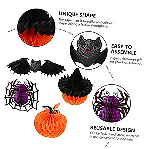 MUSISALY 20 pcs Supplies Booth Themed Topper Novel Honeycomb Bat Center Hanging Party Decorations Spider Hat Tables Props for Ornament Pendant Ball Poms Holiday Paper Kids Pumpkin Craft