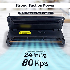 Vondior Vacuum Sealer Machine, 80Kpa Dry & Moist Food Vacuum Sealer Machine with Built-in Cutter, Air Sealing System for Sous Vide and Mason Jar, Includes 20 BPA Free Vacuum Sealer Bags