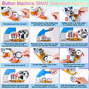 Button Maker Machine 58mm(2.25in) Installation-Free DIY Pin Badge Button Maker Press Machine Button Round Badge Maker Punch Press Machine with 100 Set Button Parts&Circle Cutter &Cutting Plate&Spanner