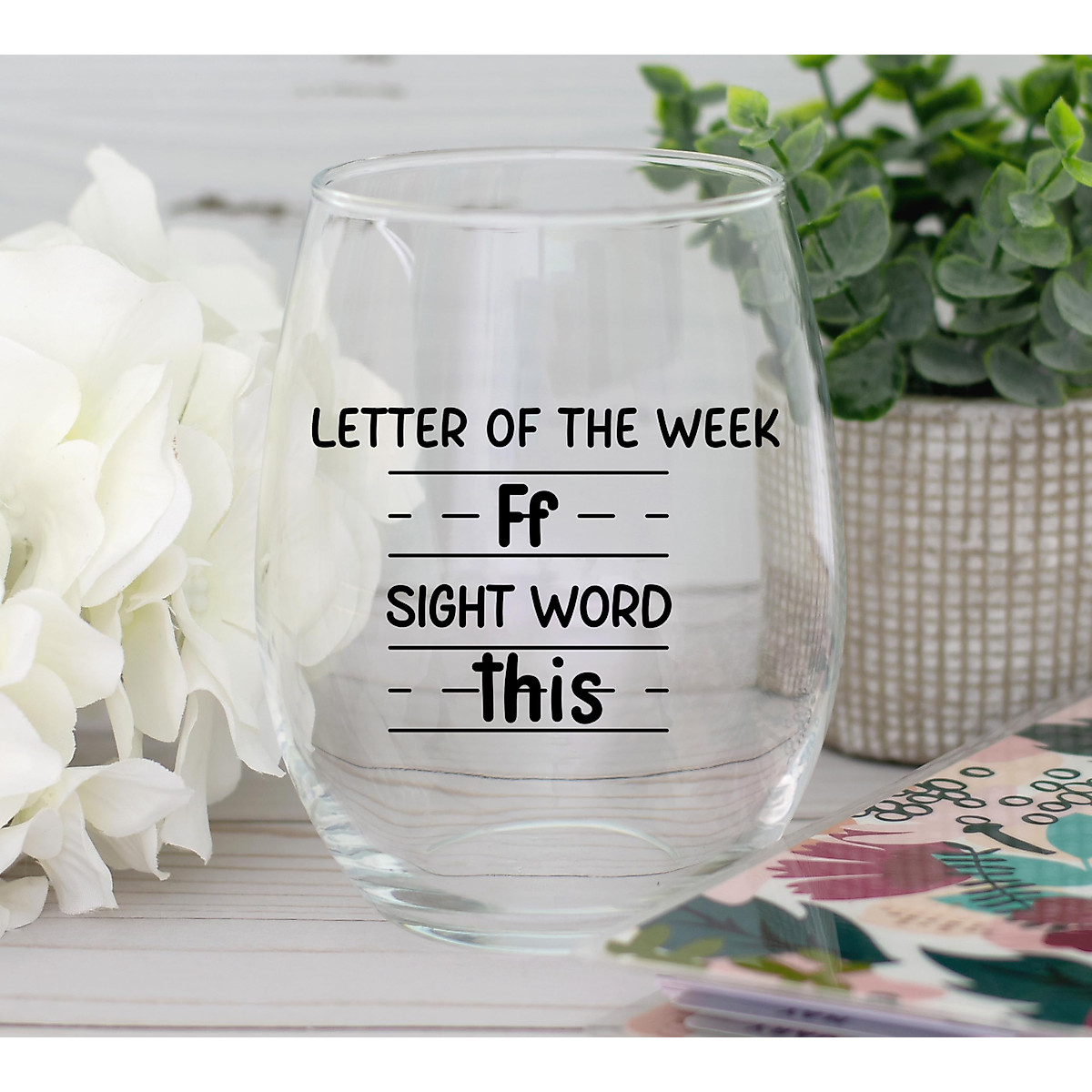 Sight Words 15 oz Wine Glass - Teacher Appreciation Gifts - Best New Teacher Gift Idea for Women, Funny Back to School Present from Students, Thank you Gifts for Coworker Retirement Birthday Christmas