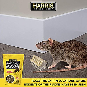 Harris Rat & Mouse Killer, 64 Pack Bait Bars