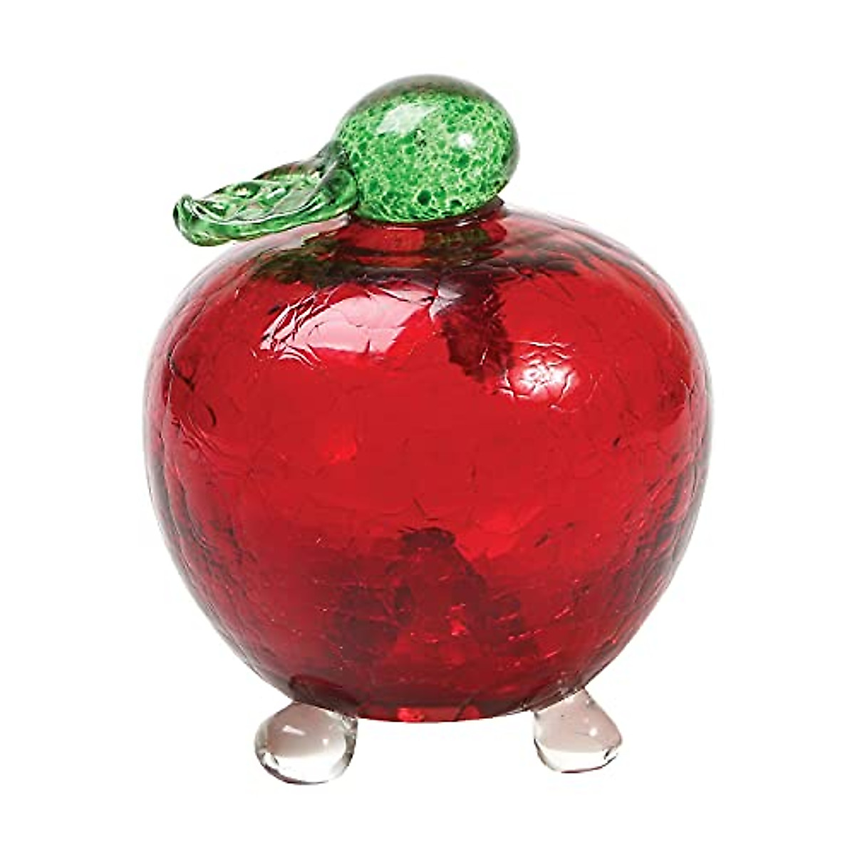 BW BRANDS Handmade Red Crackle Glass Apple Fruit Fly Trap,4.5"